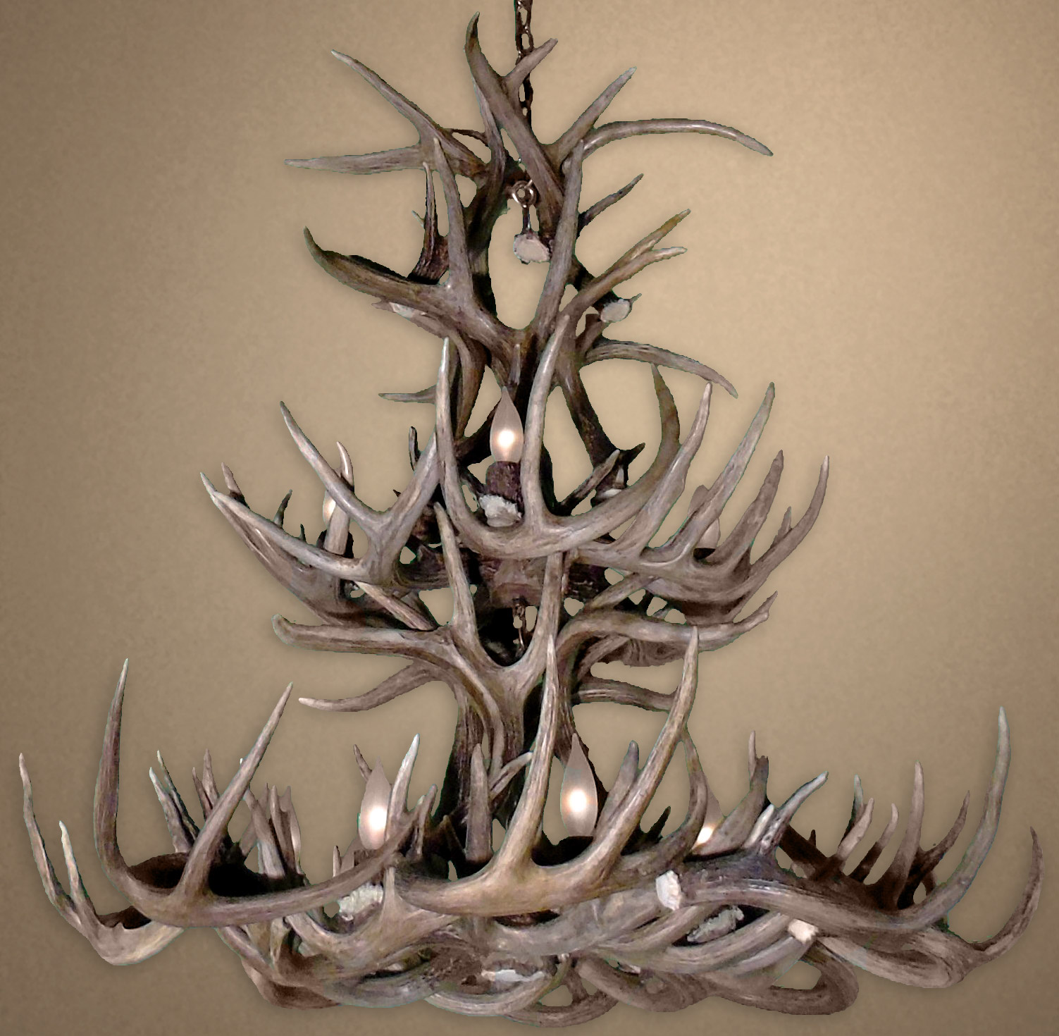 Real Antler Whitetail Double Tier Chandelier WTDT - Deer Antler Chandelier