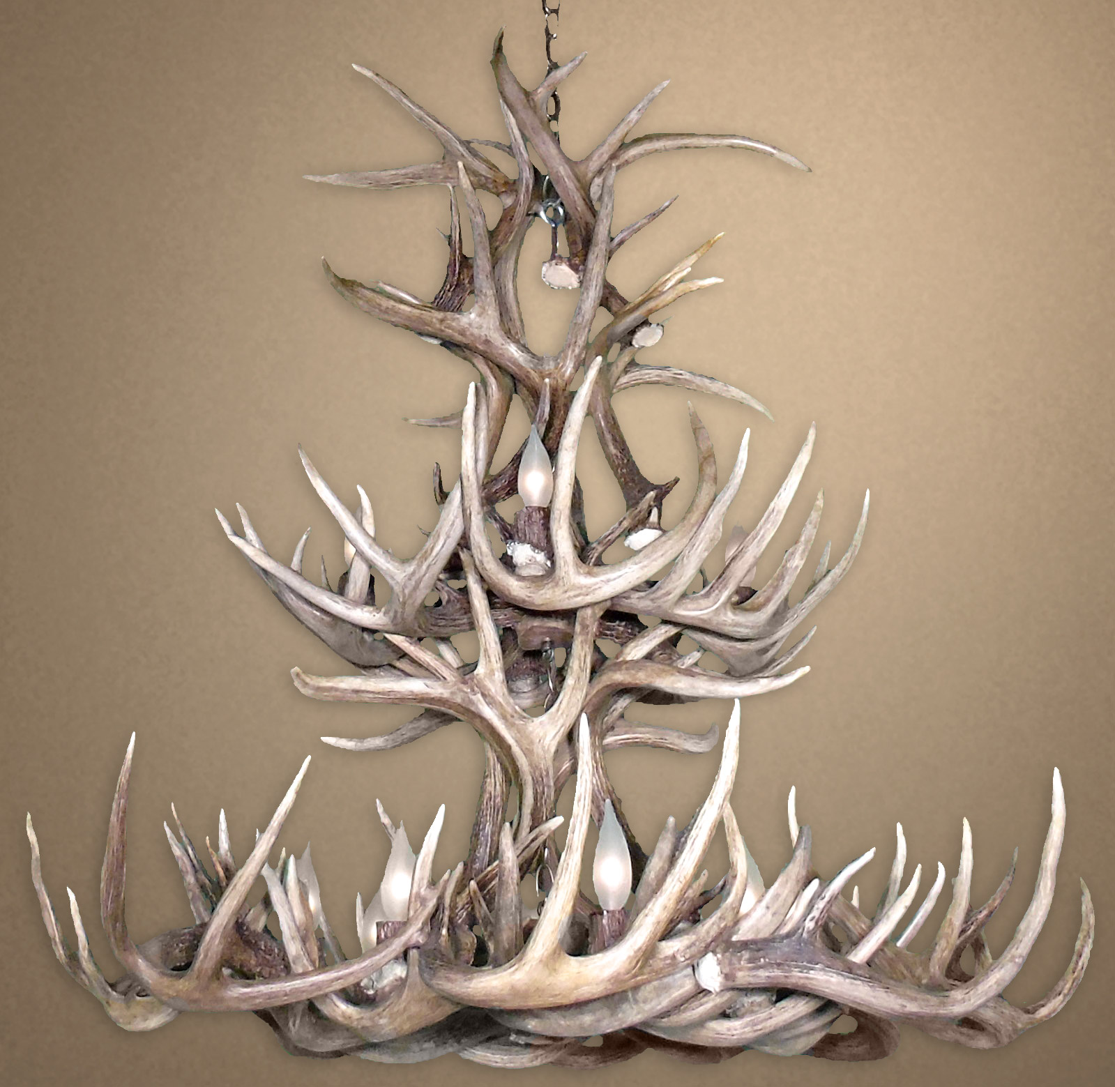Real Antler Whitetail Double Tier Chandelier WTDT - Deer Antler Chandelier
